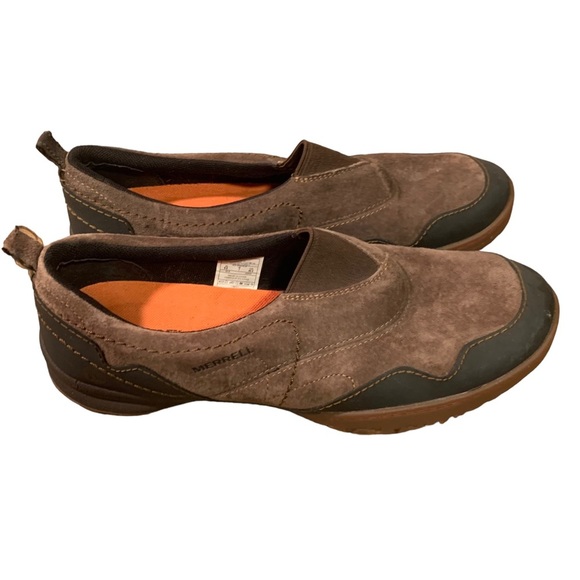Merrell | Shoes | Merrell Albany Brown Suede Leather Outdoor Loafers ...
